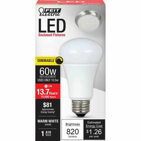 Feit Electric LED DIM A19 E26 WW 60W BPA19/SU/LED | Zoro